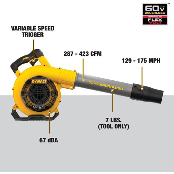 מפוח נטען DEWALT ללא פחמים DCBL770 60V גוף - אלמוג ציוד טכני